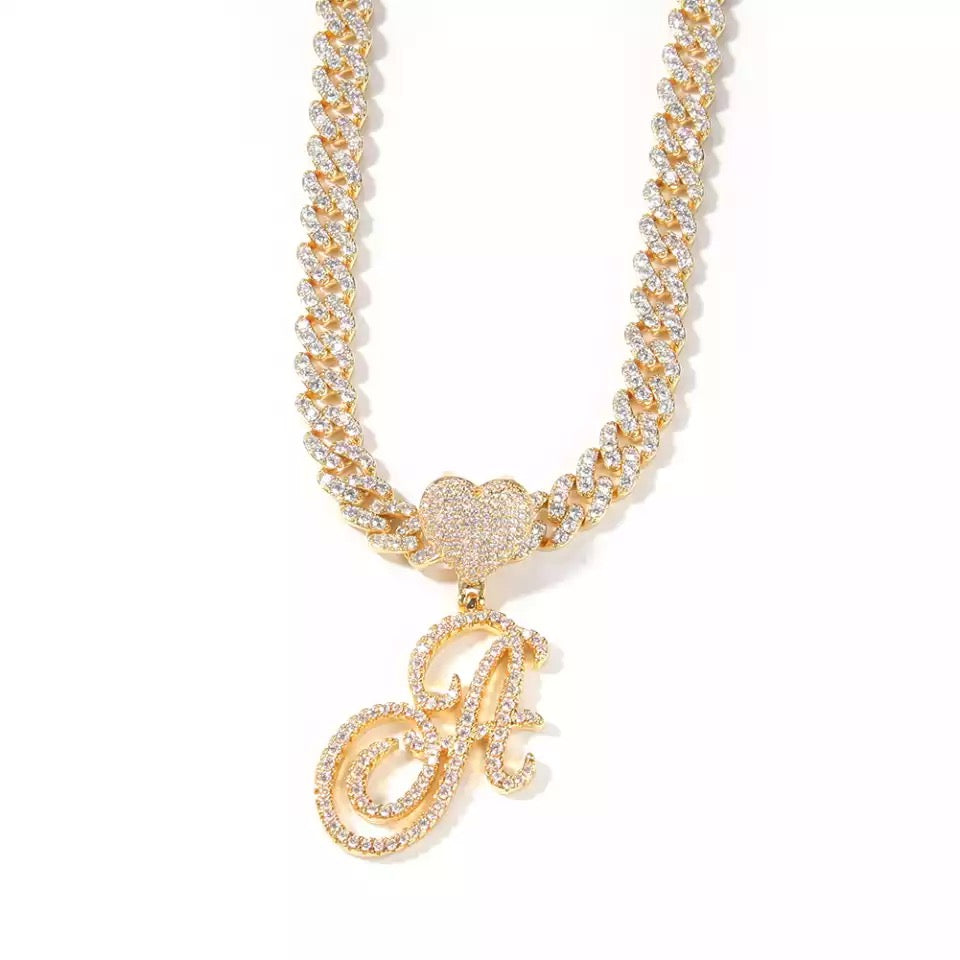 Cuban Cursive Initial Necklace – KK Jewelry Company